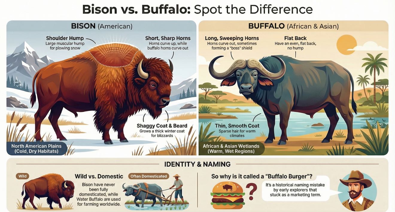 Buffalo vs. Bison: Difference in Hump, Horns, Their Life in the Wild ...